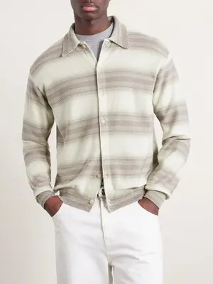 Auralee Dégradé Striped Knitted Cotton And Silk-blend Cardigan - Gray