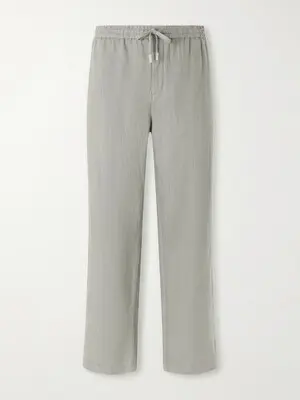 Mr P. Edward Straight-leg Linen Drawstring Trousers - Gray