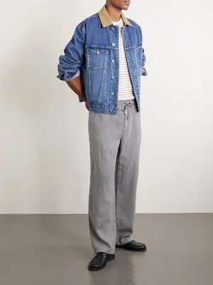 Mr P. Edward Straight-leg Linen Drawstring Trousers - Gray