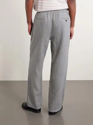 Mr P. Edward Straight-leg Linen Drawstring Trousers - Gray