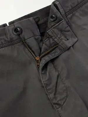 SLOWEAR Slim-fit Tapered Stretch-cotton Gabardine Trousers - Gray