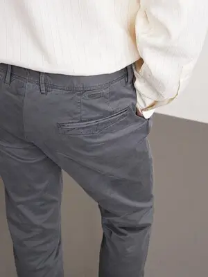 SLOWEAR Slim-fit Tapered Stretch-cotton Gabardine Trousers - Gray