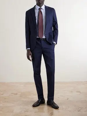 SLOWEAR Tapered Stretch-cotton Trousers - Blue