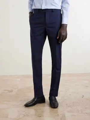 SLOWEAR Tapered Stretch-cotton Trousers - Blue