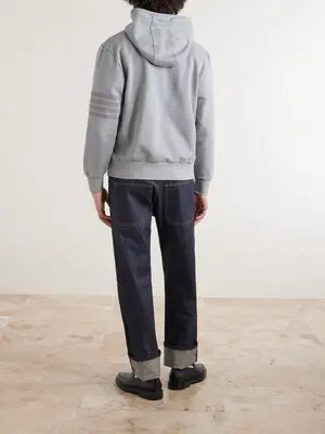 Thom Browne Striped Cotton-jersey Hoodie - Gray