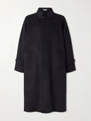 Auralee Melton Wool Tailored Coat - Black