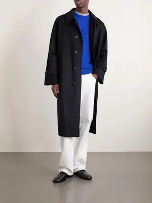 Auralee Melton Wool Tailored Coat - Black
