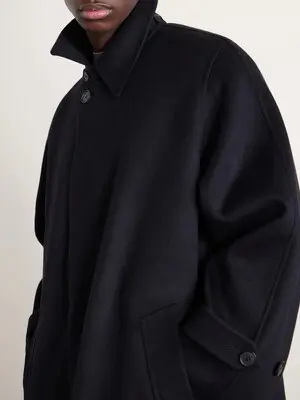 Auralee Melton Wool Tailored Coat - Black