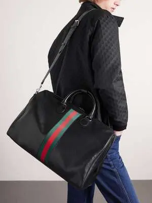 Gucci Medium Webbing-trimmed Leather Duffle Bag