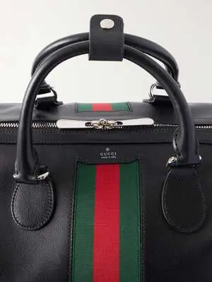 Gucci Medium Webbing-trimmed Leather Duffle Bag