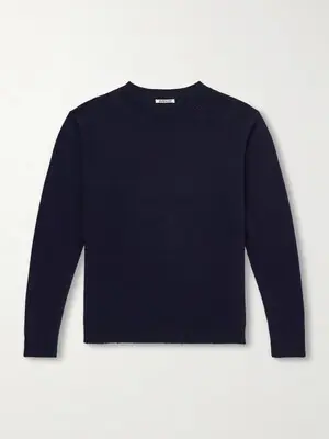 Auralee Brushed Cashmere And Cotton-blend Sweater - Blue