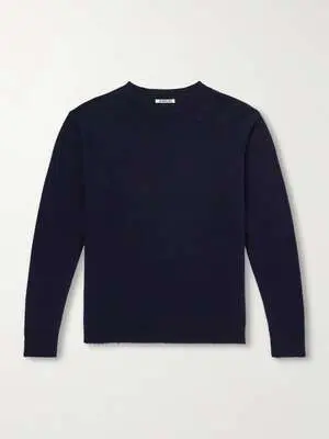 Auralee Brushed Cashmere And Cotton-blend Sweater - Navy