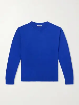 Auralee Brushed Cashmere And Cotton-blend Sweater - Blue