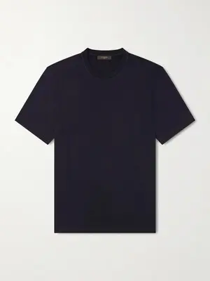SLOWEAR Cotton And Silk-blend Jersey T-shirt - Blue