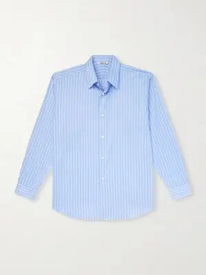Auralee Striped Cotton And Silk-blend Shirt - Blue