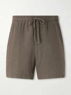 JAMES PERSE Straight-leg Garment-dyed Linen Drawstring Shorts - Green