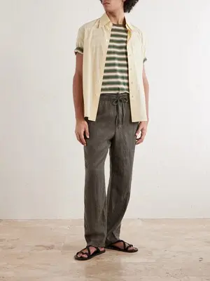 JAMES PERSE Straight-leg Linen Trousers - Green
