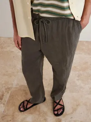 JAMES PERSE Straight-leg Linen Trousers - Green