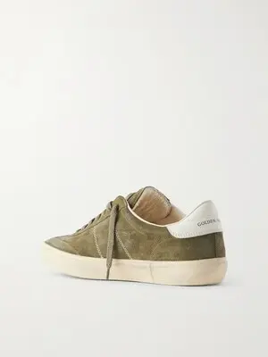 GOLDEN GOOSE Soul Star Leather-trimmed Distressed Suede Sneakers - Green