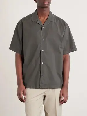 JAMES PERSE Camp-collar Cotton-blend Poplin Shirt