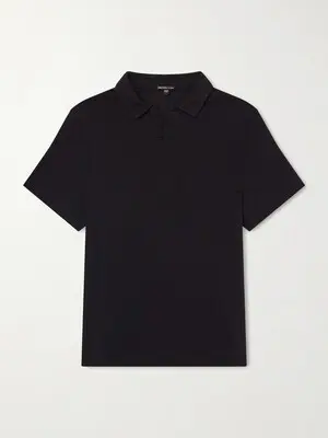 JAMES PERSE Open-collar Cotton-jersey Polo Shirt - Black