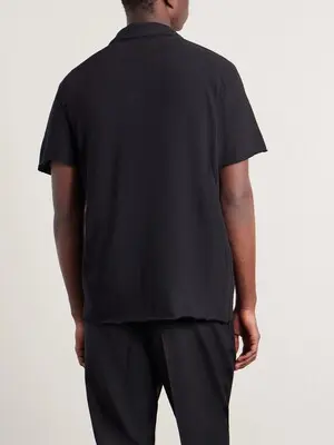 JAMES PERSE Open-collar Cotton-jersey Polo Shirt - Black
