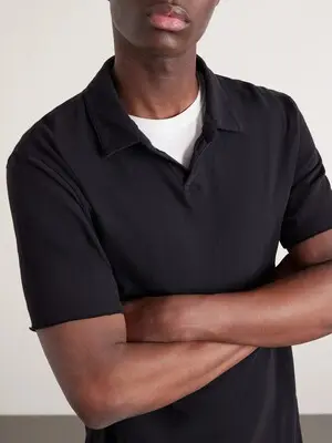 JAMES PERSE Open-collar Cotton-jersey Polo Shirt - Black
