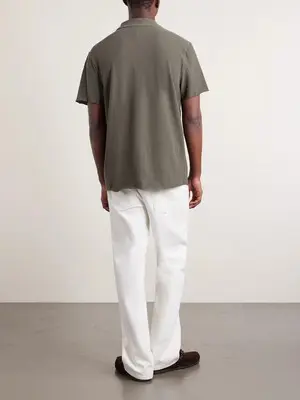 JAMES PERSE Open-collar Cotton-jersey Polo Shirt - Green