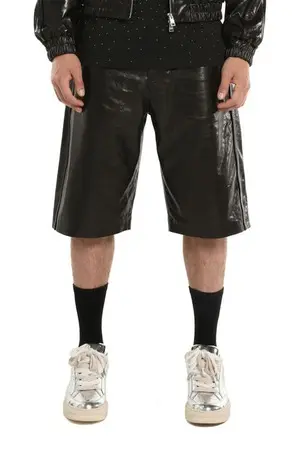 PURPLE BRAND Relaxed Sheepskin Leather Track Shorts