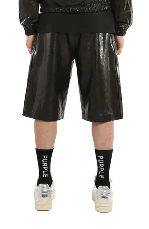 PURPLE BRAND Relaxed Sheepskin Leather Track Shorts