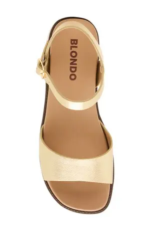 Blondo Rifkin Waterproof Ankle Strap Sandal - Gold Leather