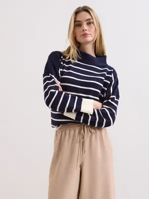 PHASE EIGHT Salima Roll-neck Jumper - Navy/ivory