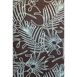 MAD MATS Palm Leaf Rug - Teal Brown - 6'x9'