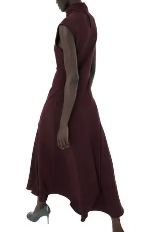 Mango Drape Mock Neck Sleeveless Midi Dress