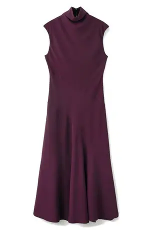 Mango Drape Mock Neck Sleeveless Midi Dress