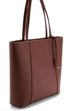 Mango Faux Shopper Bag - Leather