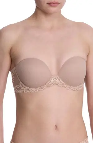 Natori Feathers Lace Plunge Strapless Bra - Cafe