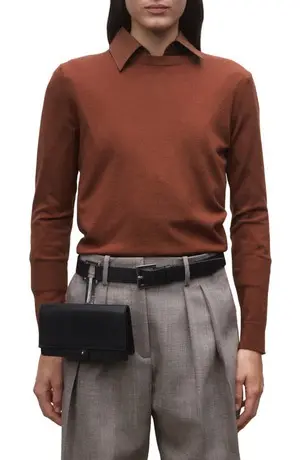 Mango Crewneck Wool Sweater - Russet