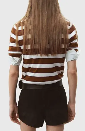 Mango Stripe Short Sleeve Sweater