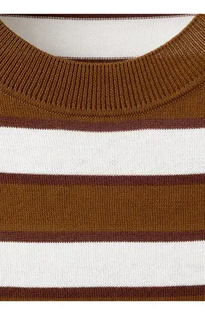Mango Stripe Short Sleeve Sweater