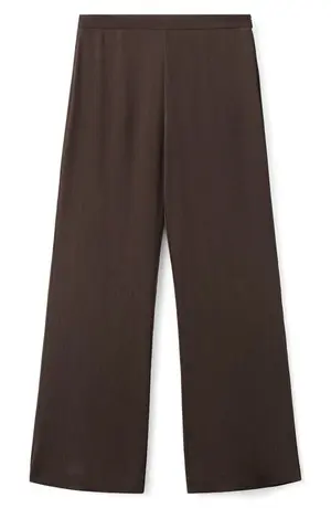 Mango Straight Leg Satin Pants - Chocolate