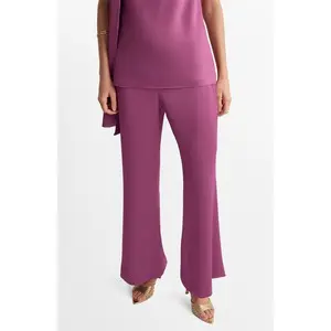 Mango Straight Leg Satin Pants - Light/pastel Purple