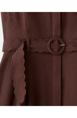Mango Floral Embroidered Belted Shirt Dress