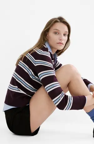Mango Stripe Crewneck Sweater