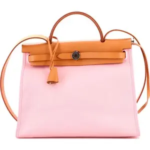 HERMES Herbag Zip Leather And Toile 31