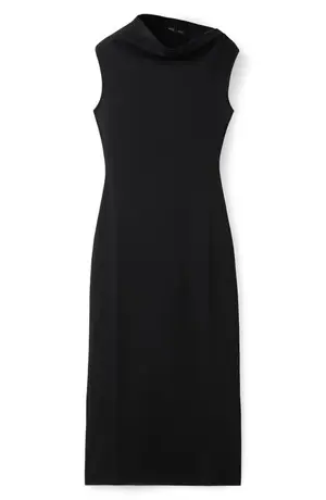 Mango Asymmetric Midi Sheath Dress - Black