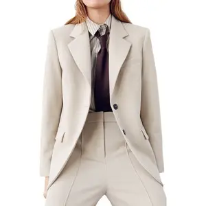 Mango Notch Collar Blazer - Ivory White