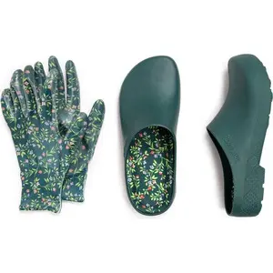 MUK LUKS Garden Clog And Glove Set - Green Floral
