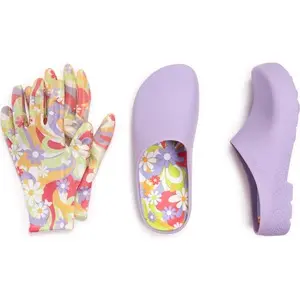 MUK LUKS Garden Clog And Glove Set - Lavender Floral