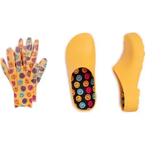 MUK LUKS Garden Clog And Glove Set - Smiley Face